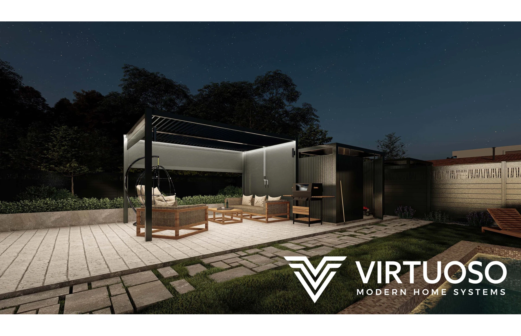 Clôture aluminium Poseidon, 2000x1800mm, gris anthracite