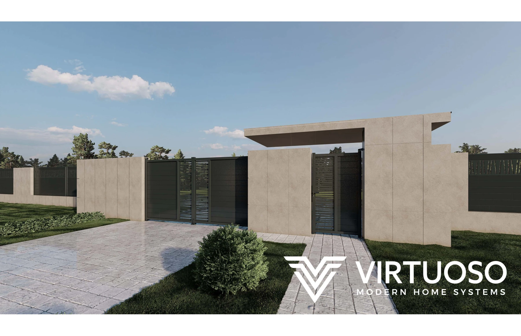 Clôture aluminium Poseidon, 2000x1800mm, gris anthracite