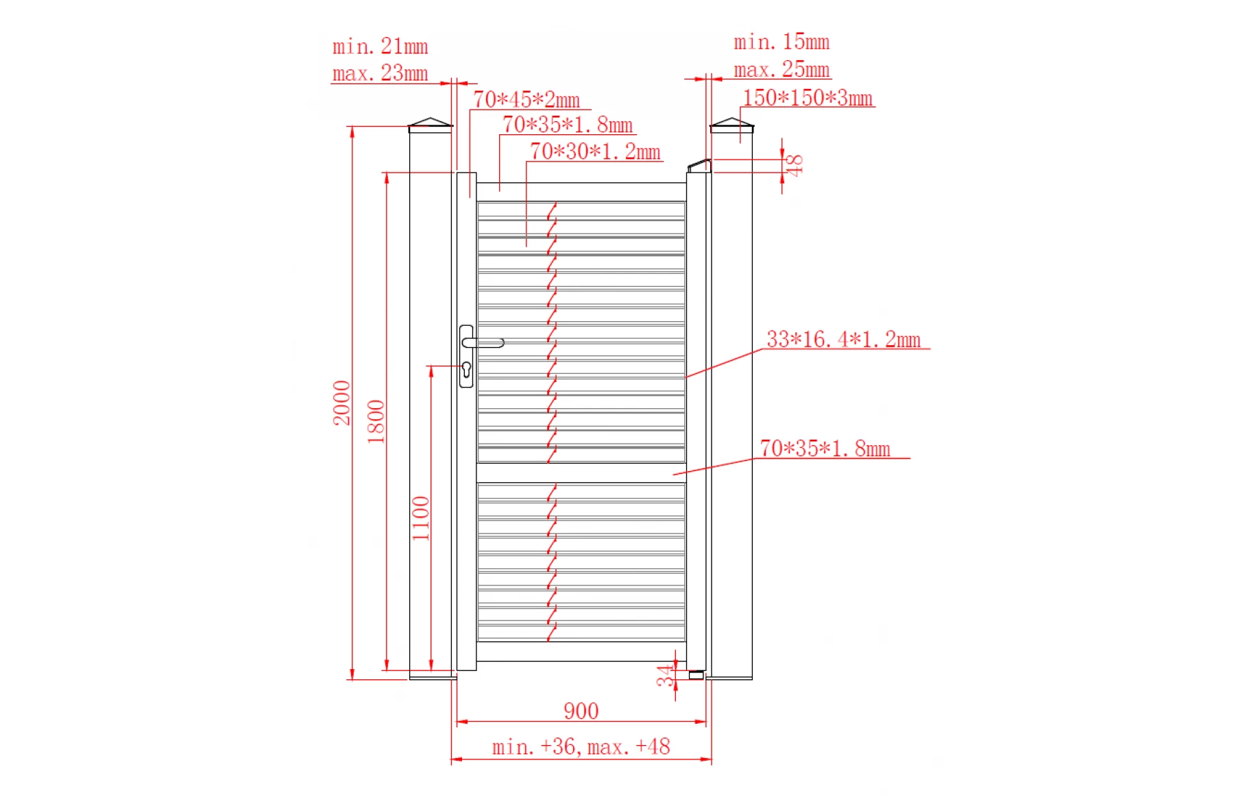 Poarta pietonala ranforsata aluminiu Jaluzea Suprem, 900mm lungim x ...